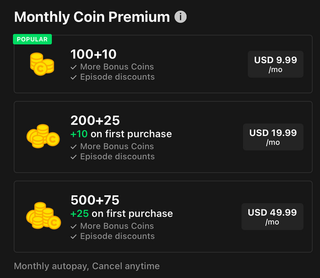 Monthly Coin Premium - Summary & FAQ – WEBTOON Support