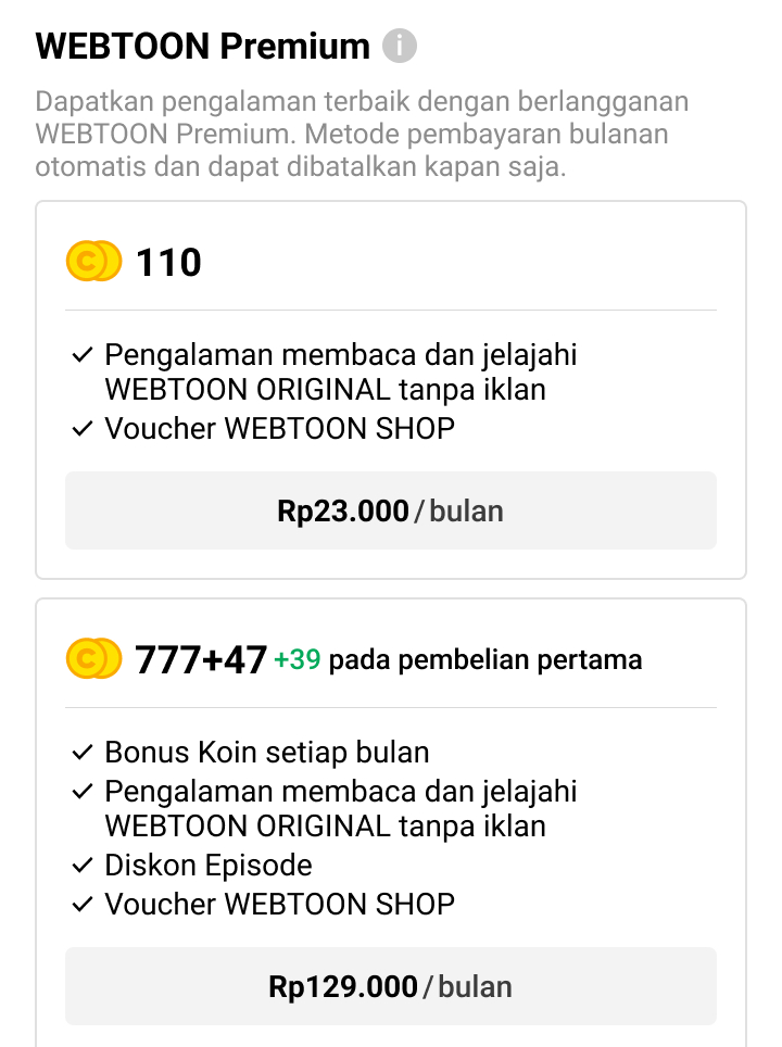 WEBTOON Premium - Informasi & FAQ – Pusat Bantuan WEBTOON